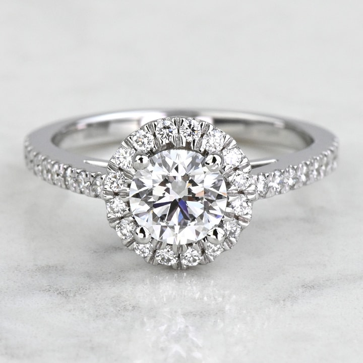 0.75 Carat Lab Grown Round Diamond Floating Halo Engagement Ring