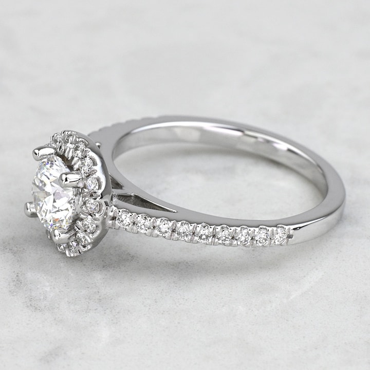 0.75 Carat Lab Grown Round Diamond Floating Halo Engagement Ring