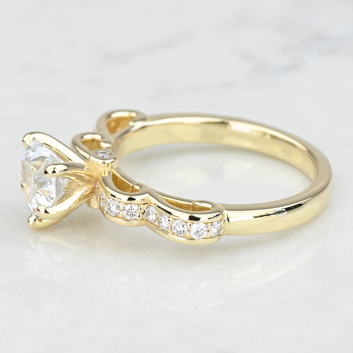 1.25 Carat Lab Grown Heart Diamond Ribbon Pave Engagement Ring