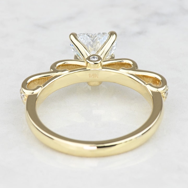 1.25 Carat Lab Grown Heart Diamond Ribbon Pave Engagement Ring