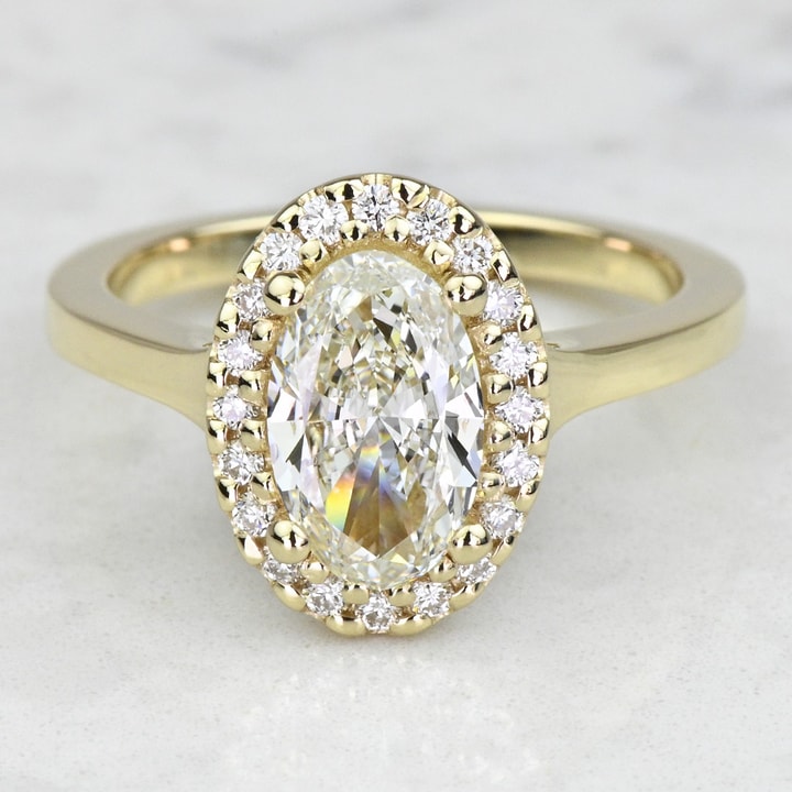 1.25 Carat Oval Diamond Pave Halo Engagement Ring