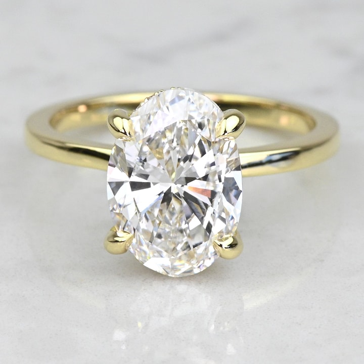 3 Carat Lab Created Oval Diamond Hidden Halo Engagement Ring with ...