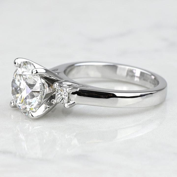 3 Carat Lab Created Round Diamond Engagement Ring With Princess Side Stones