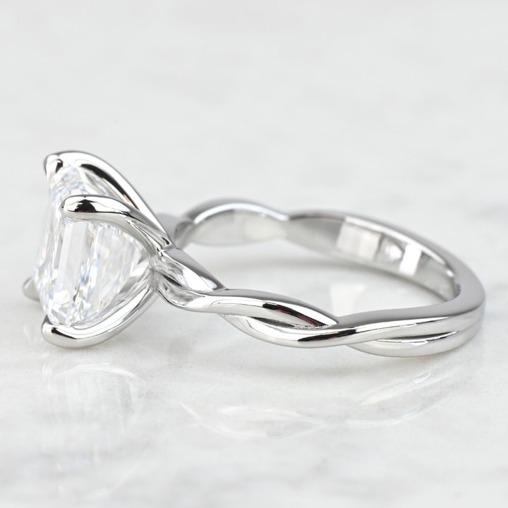 3 Carat Lab Grown Asscher Diamond Twisted Solitaire Engagement Ring