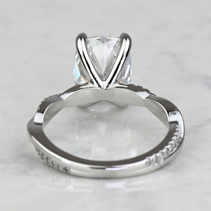 3 Carat Lab Grown Elongated Cushion Diamond Twisted Band Engagement Ring