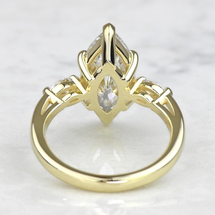 3 Carat Lab Grown Marquise Diamond Engagement Ring With Marquise Side ...