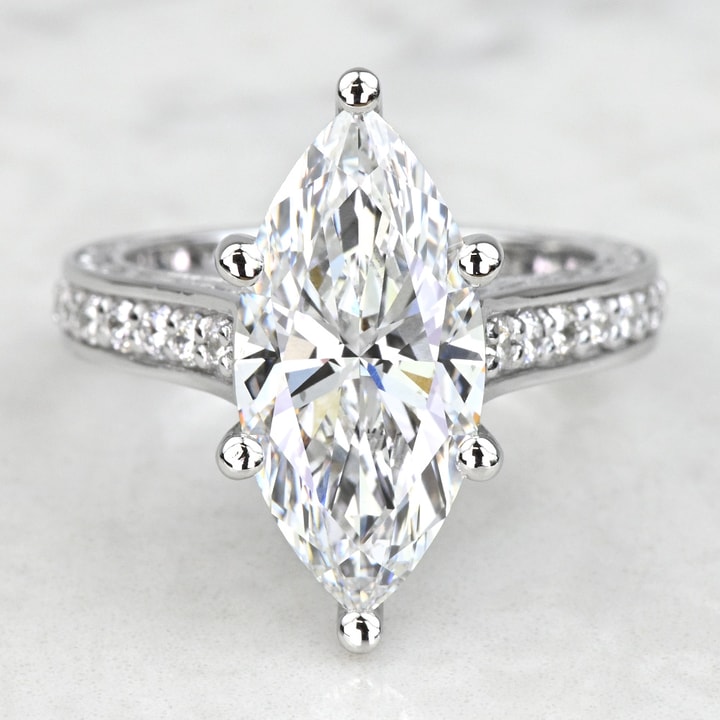 4 Carat Lab Created Marquise Diamond Antique Floral Engagement Ring