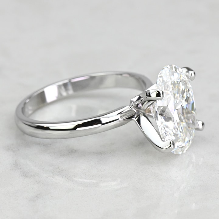 4 Carat Lab Created Oval Diamond Solitaire Engagement Ring