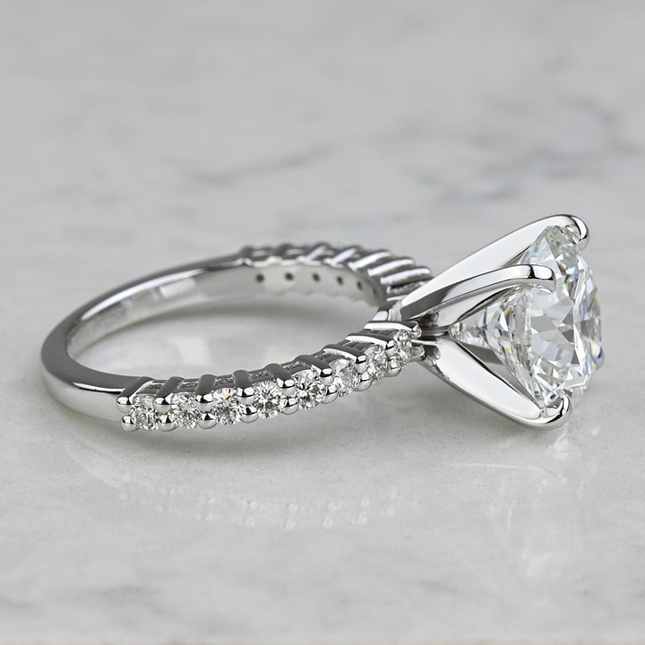 4 Carat Lab Created Round Diamond Shared Prong Engagement Ring