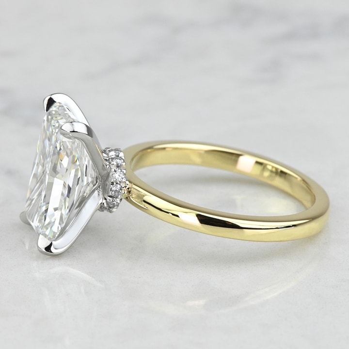 4 Carat Lab Grown Radiant Diamond Custom Diamond Collar Engagement Ring