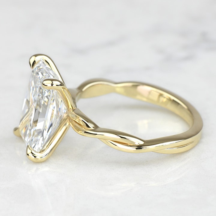 5 Carat Lab Grown Radiant Diamond Twisted Solitaire Engagement Ring