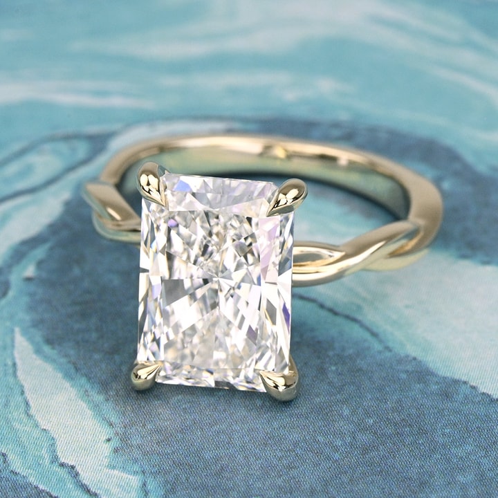 5 Carat Lab Grown Radiant Diamond Twisted Solitaire Engagement Ring