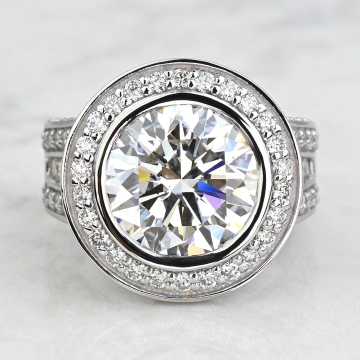 6 Carat Lab Created Round Diamond Halo Luxury Triple Row Engagement Ring