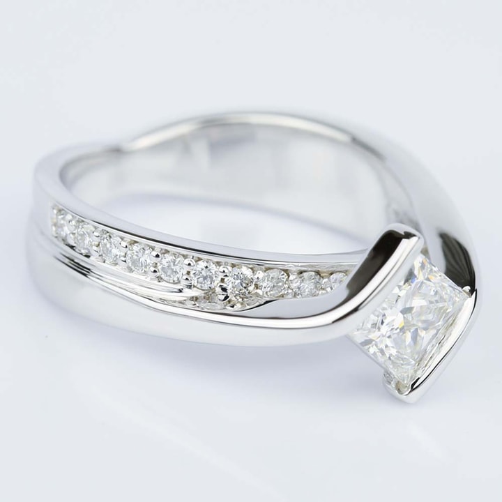 One Carat Bezel Diamond Bridge Engagement Ring