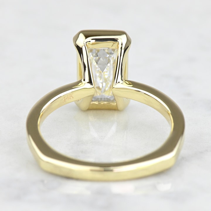 Custom 3 Carat Lab Grown Emerald Diamond Half Bezel Engagement Ring