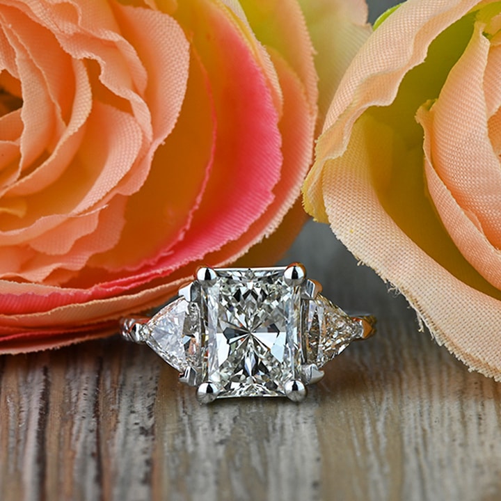 Custom 3 Carat Radiant Diamond Three Stone Engagement Ring