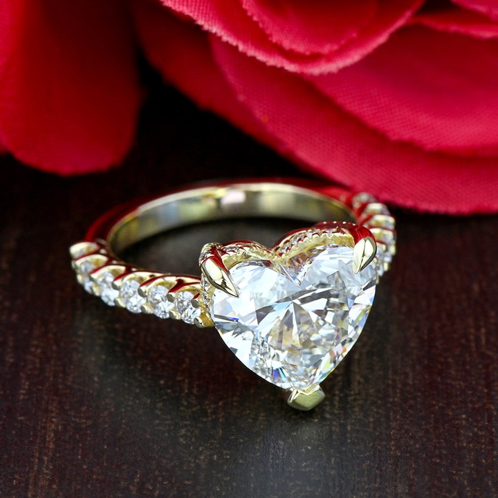 Custom 4 Carat Lab Grown Heart Diamond U-Prong Engagement Ring