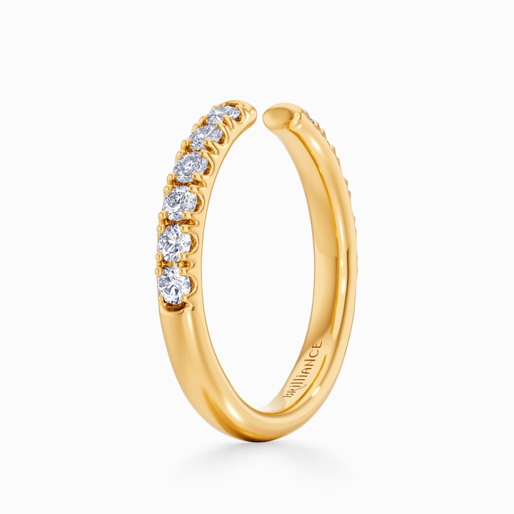 Luxe Open Pave Diamond Wedding Band in Yellow Gold
