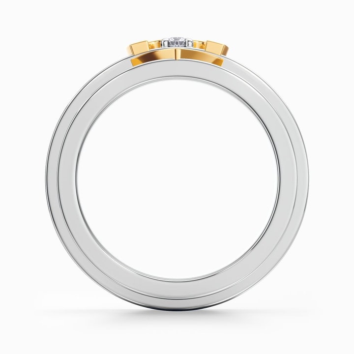 Matching Split Heart Diamond Wedding Ring Set in Platinum and Yellow Gold