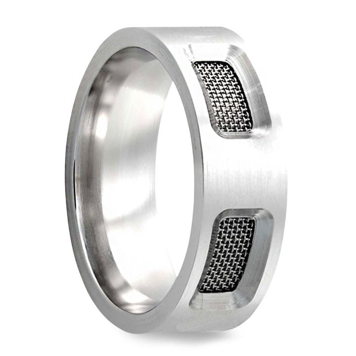 Mens Cobalt And Mesh Wedding Band - Mixed Metals Design
