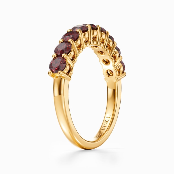 Stunning Yellow Gold Nine Ruby Stone Ring (14K or 18K Gold)