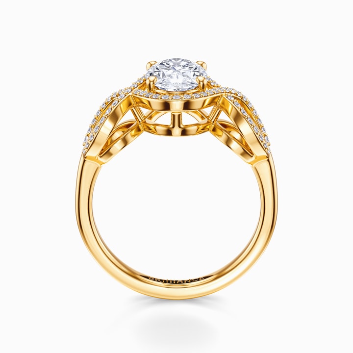 Oval Lab Diamond Infinity Ring in Yellow Gold