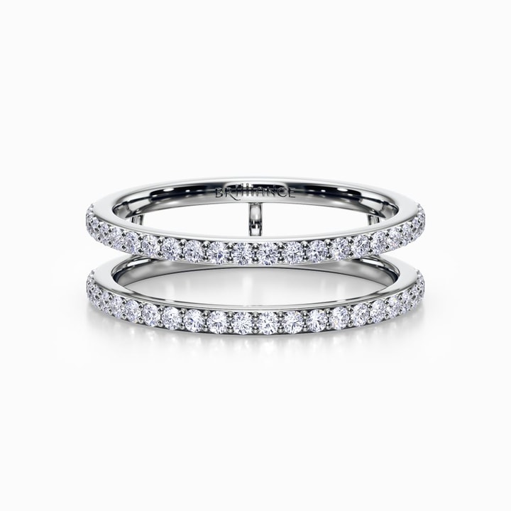 Pave Diamond Double Band Ring Enhancer In White Gold