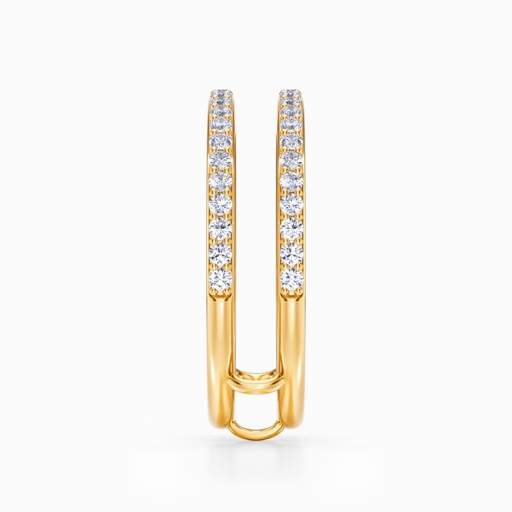 Pave Diamond Double Band Ring Enhancer In Yellow Gold