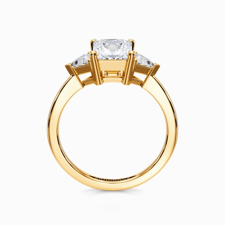 Princess Lab Diamond Trielle Ring in Yellow Gold