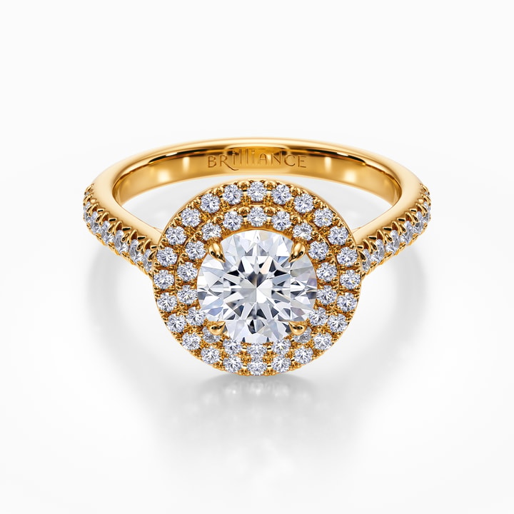Round Lab Diamond Sparkle Ring in Yellow Gold