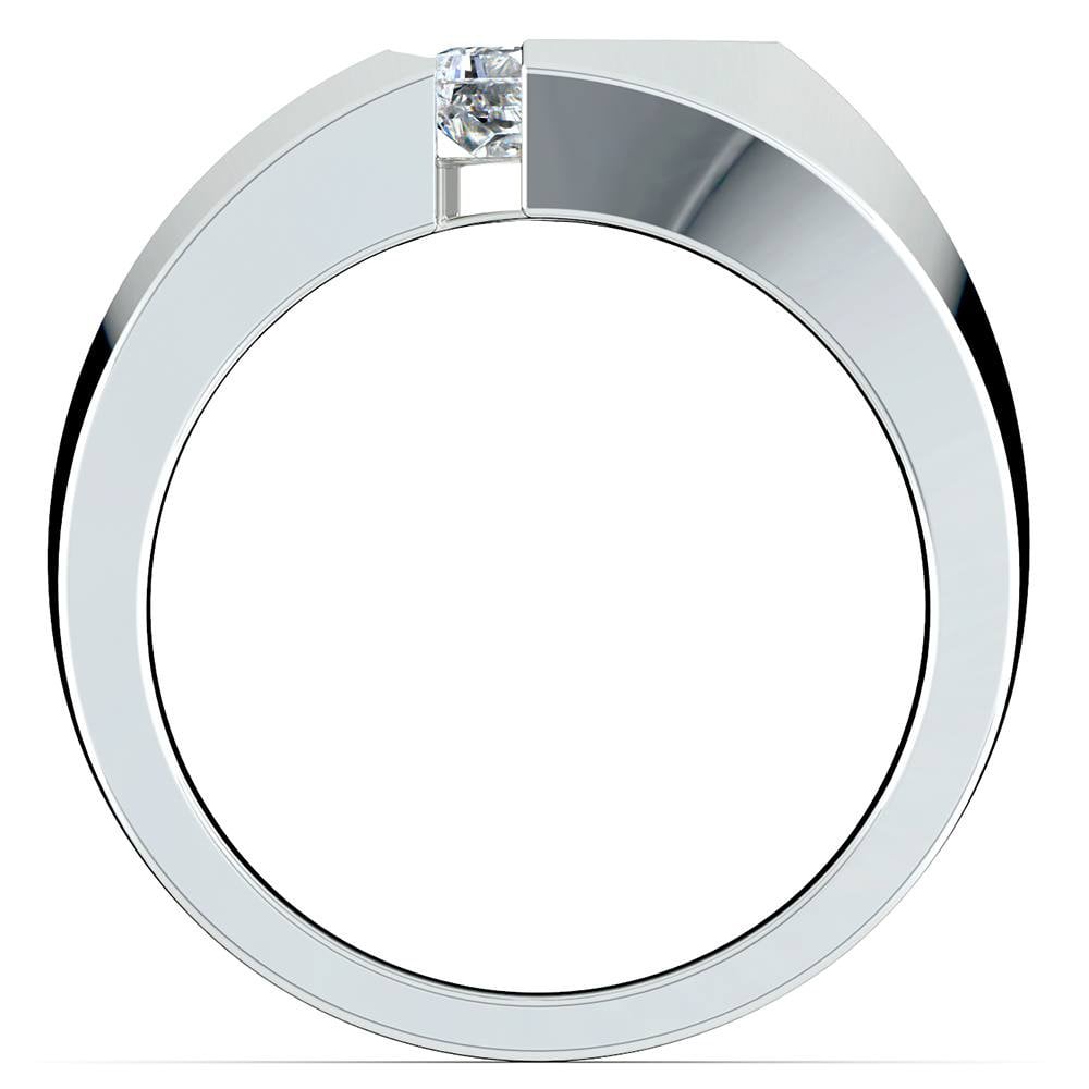 Modern White Gold Moissanite Mens Ring - Trident