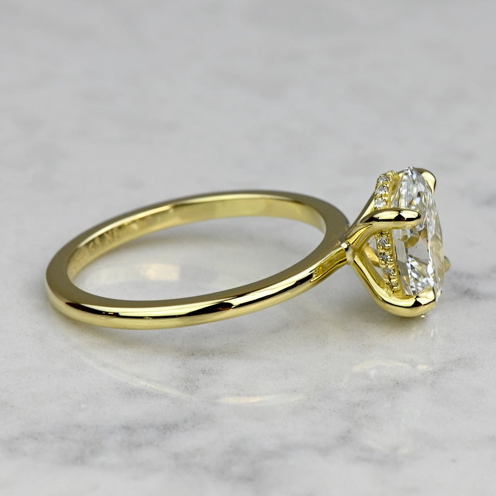 2.25 Carat Lab Grown Oval Diamond Hidden Halo Engagement Ring