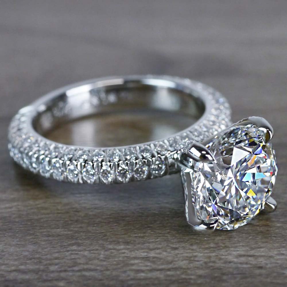 Gleaming 3 Carat Diamond Engagement Ring - Pave Set