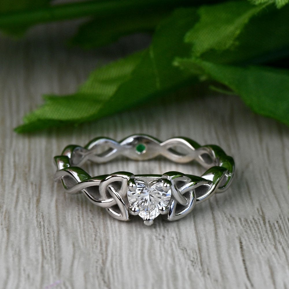 Half Carat Lab Grown Heart Diamond Celtic Knot Engagement Ring