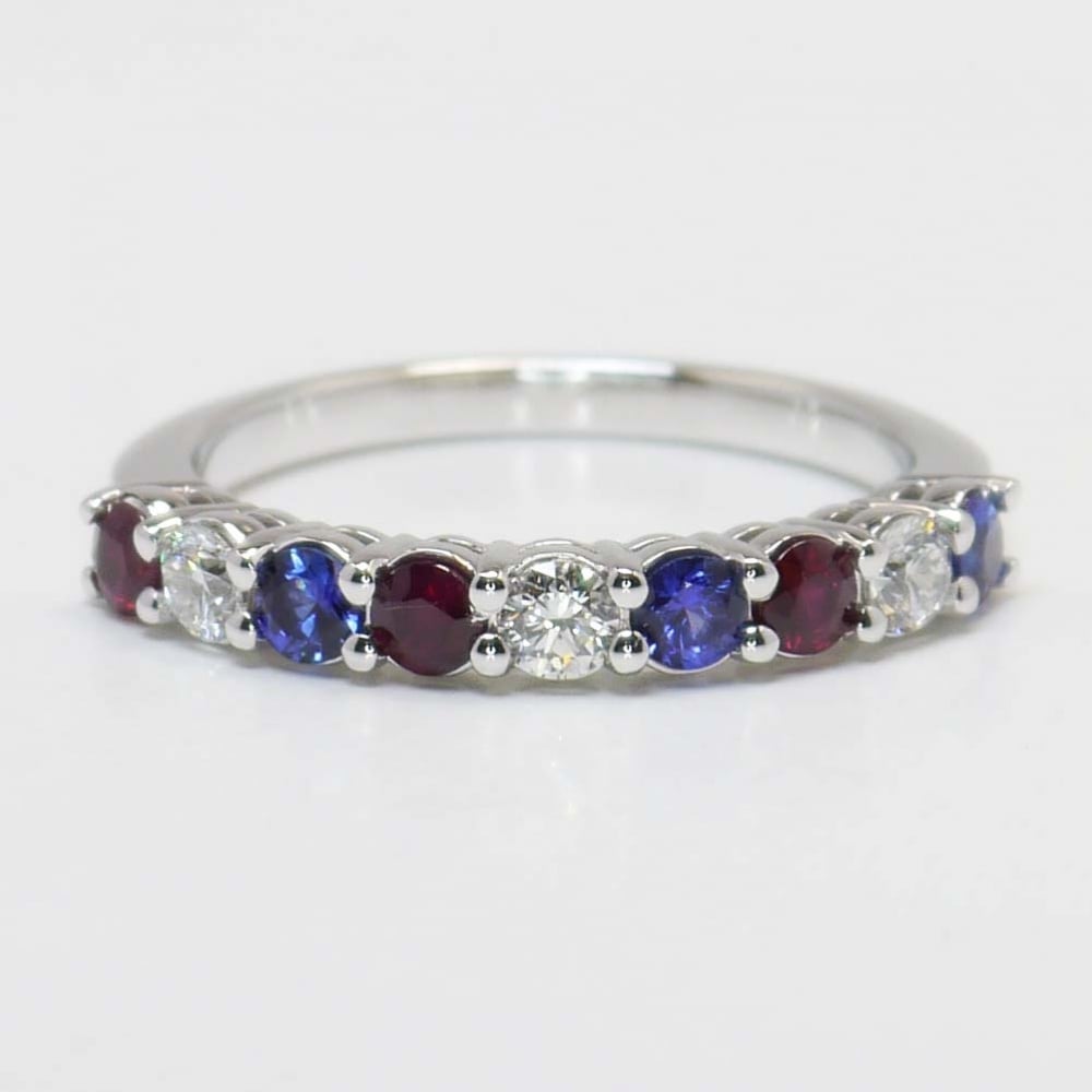 Red, White And Blue Diamond Ring