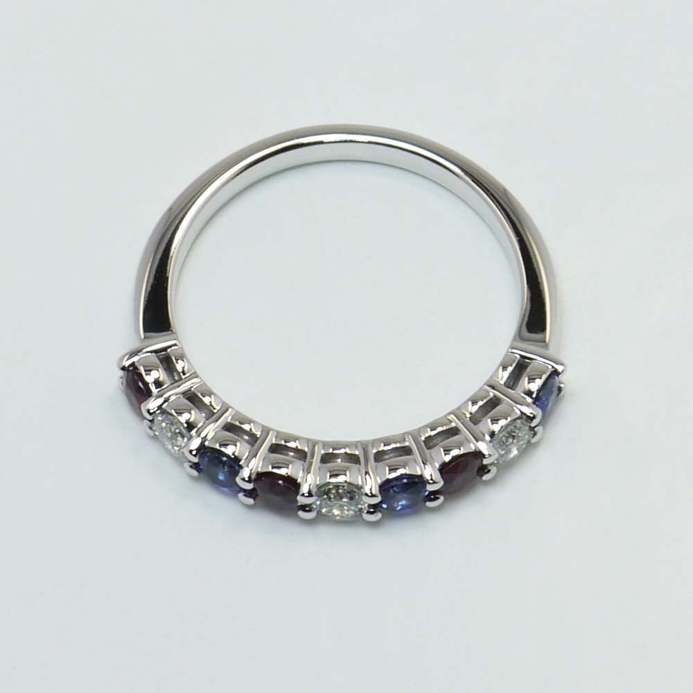 Red, White And Blue Diamond Ring