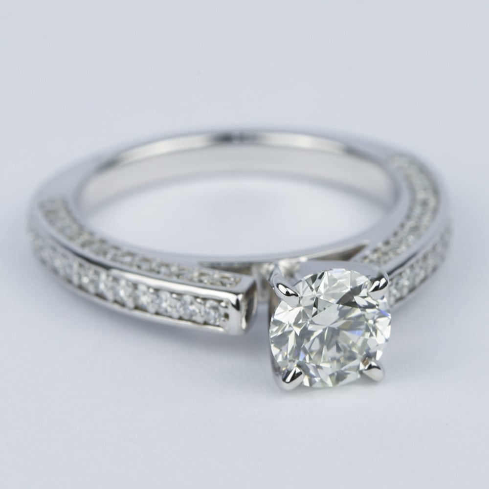 Pave Three-Sided Diamond Engagement Ring (1 Carat)