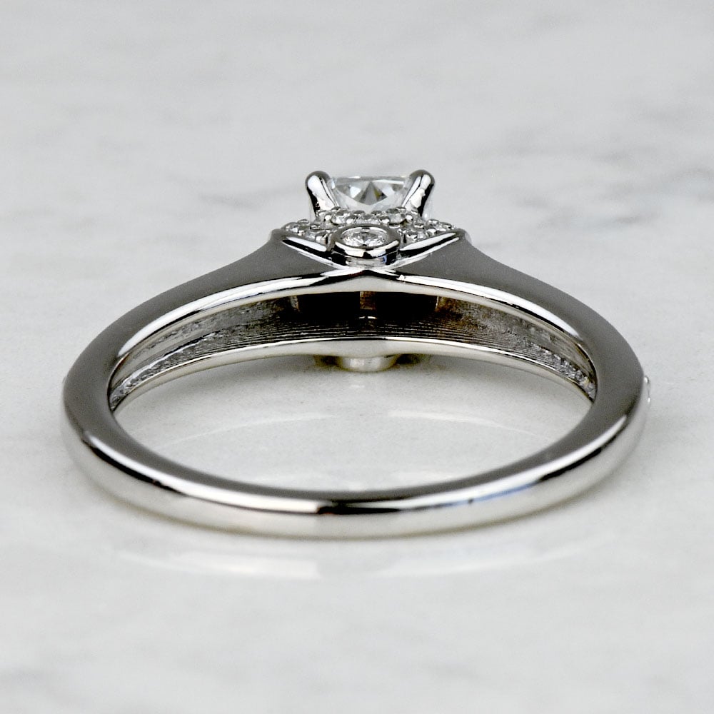 Radiant Diamond Ribbon Engagement Ring in White Gold