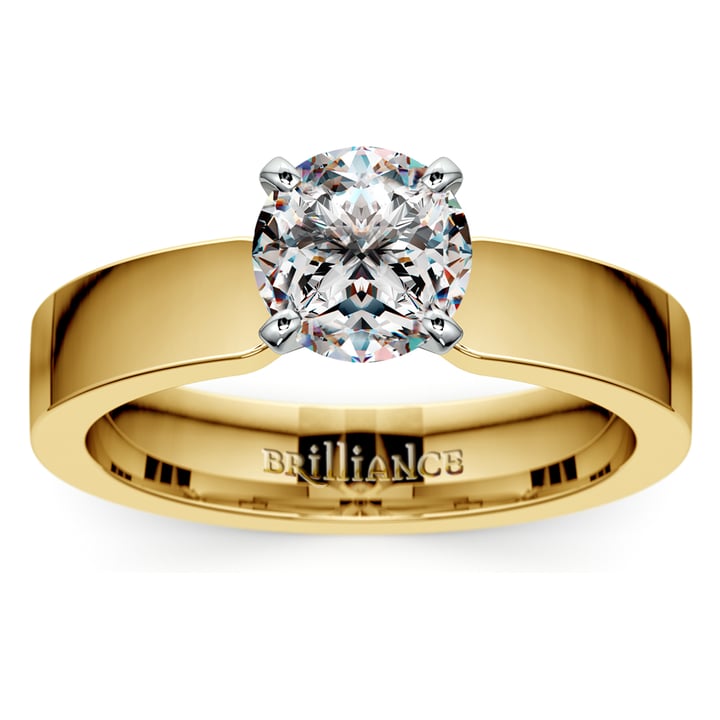 4mm Wide Diamond Engagement Ring In Yellow Gold
