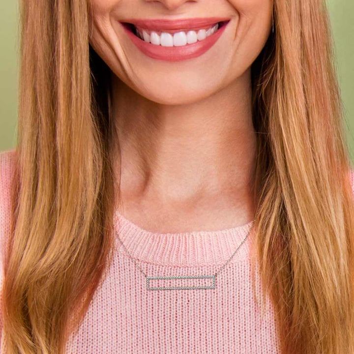 Open Rectangle Diamond Necklace In White Gold (3/8 Ctw)