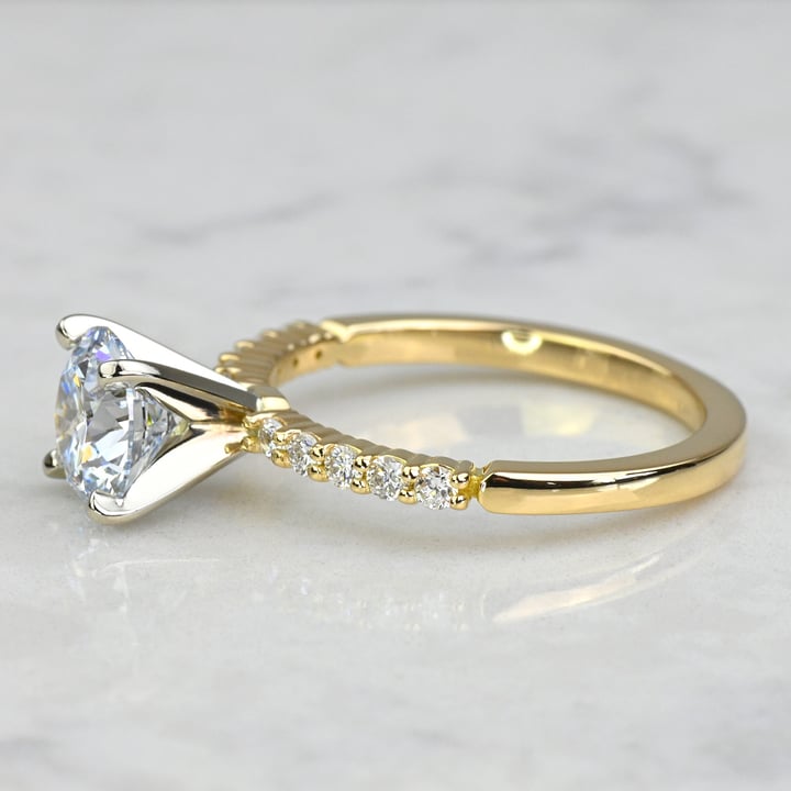 1.70 Carat Lab Grown Round Diamond Shared Prong Gold Engagement Ring