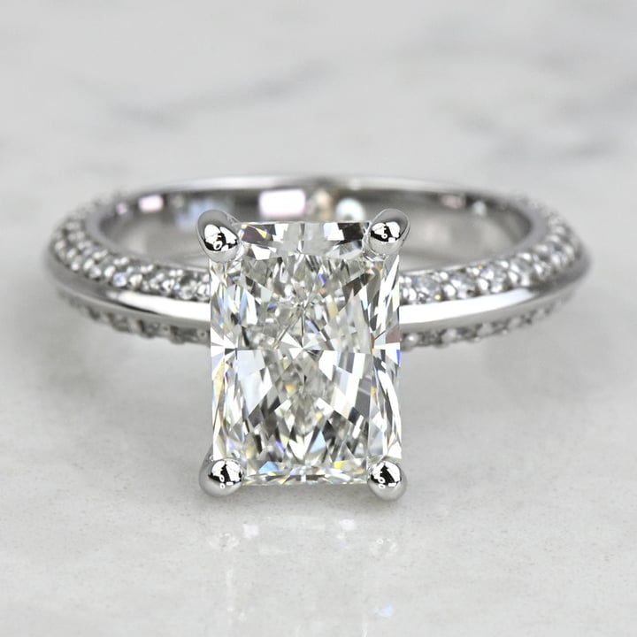 2.50 Carat Lab Created Radiant Diamond Knife Edge Engagement Ring