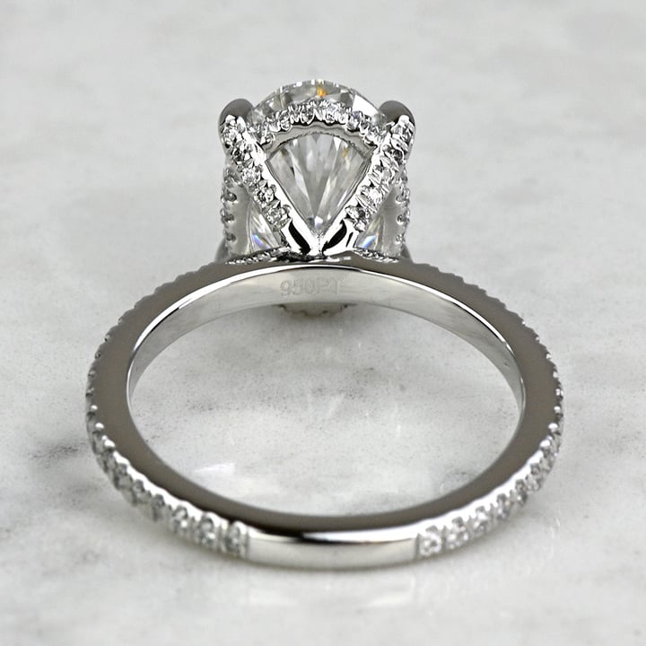 2.60 Carat Lab Grown Oval Diamond Petite Pave Engagement Ring with ...