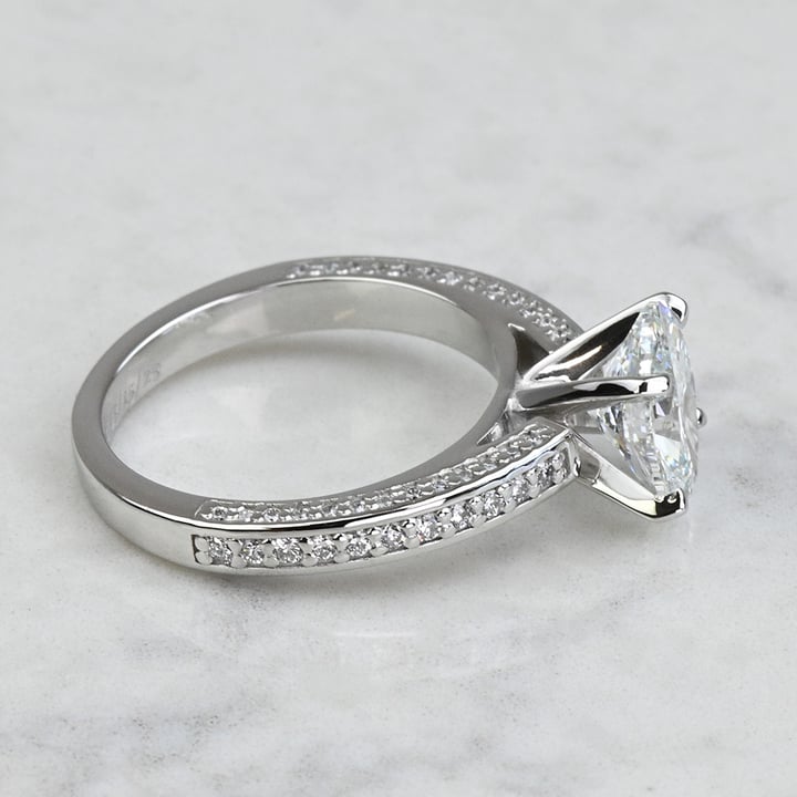 2 Carat Lab Grown Oval Diamond 3-Sided Pave Engagement Ring