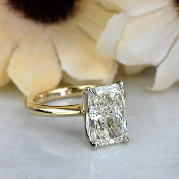 3.25 Carat Radiant Diamond Custom Knife Edge Solitaire Engagement Ring