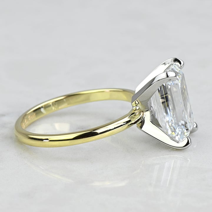 3.50 Carat Lab Created Emerald Diamond Gold Solitaire Engagement Ring
