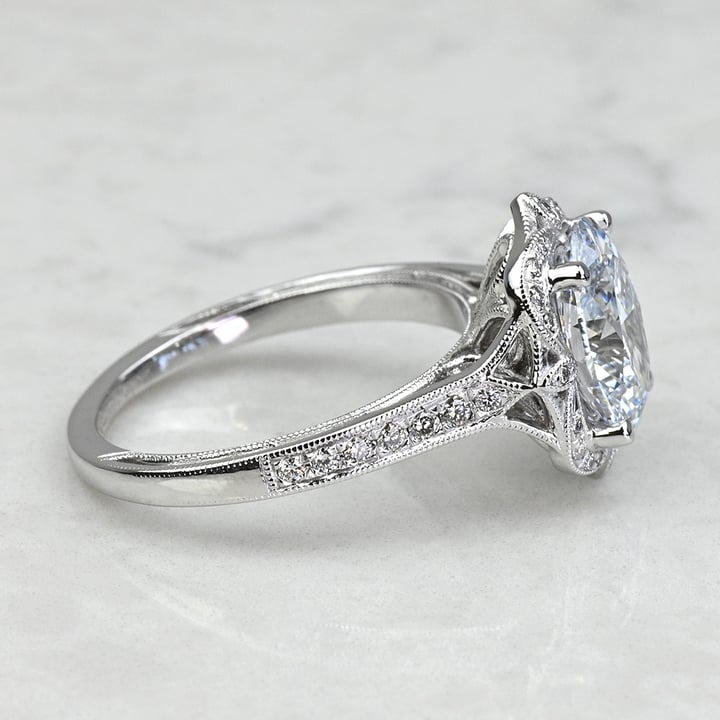 3 Carat Lab Created Oval Diamond Antique Bloom Engagement Ring by Parade