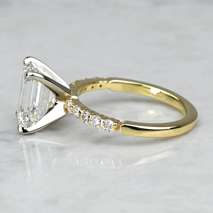 3 Carat Lab Grown Emerald Diamond Shared Prong Engagement Ring