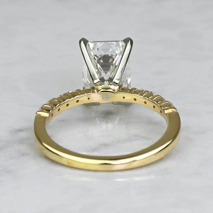 3 Carat Lab Grown Emerald Diamond Shared Prong Engagement Ring
