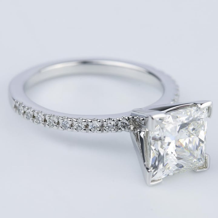 2.5 Carat Princess Cut Pave Diamond Ring